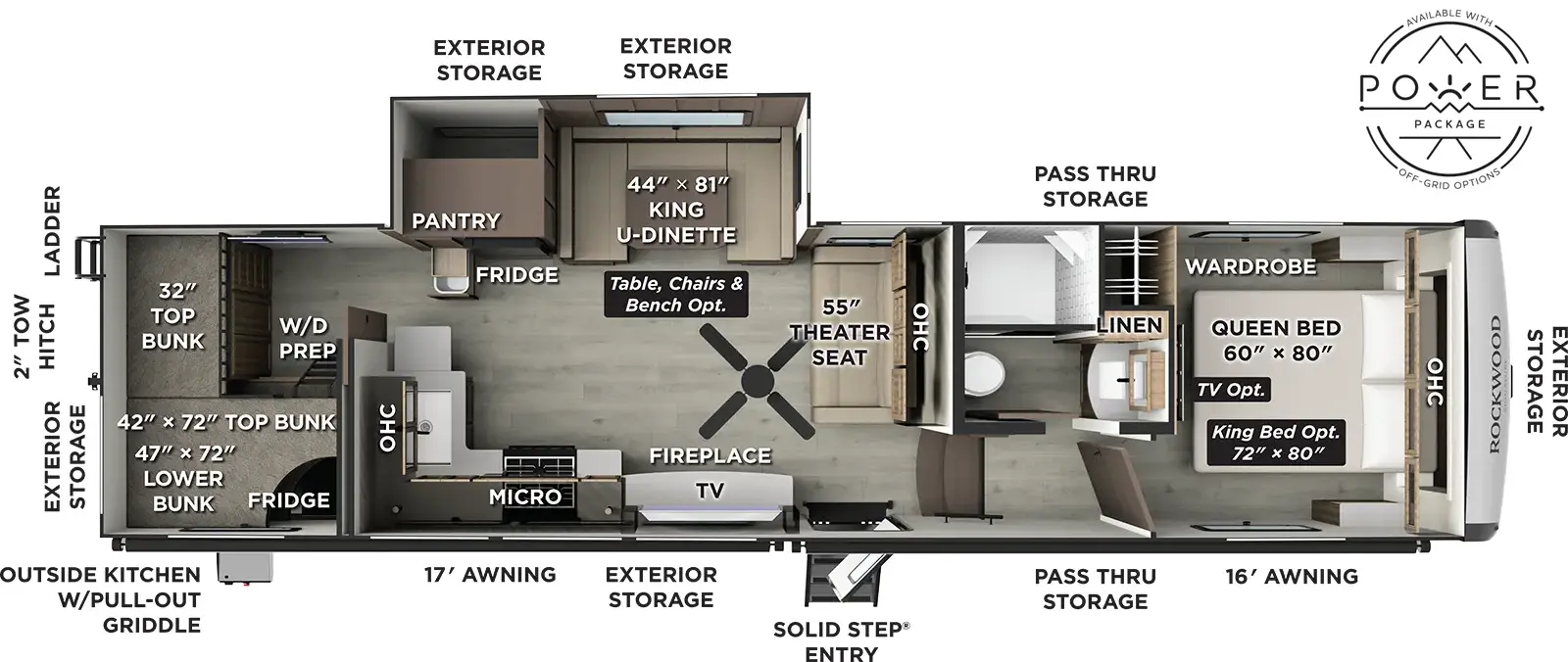 2026 Rockwood Signature Fifth Wheels R374DBH Floorplan - Forest River RV
